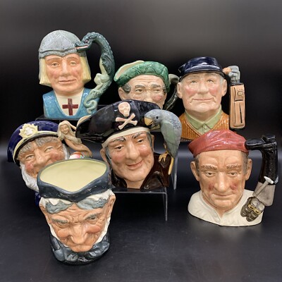 Lot of 7 Royal Doulton Large Toby Mugs – Boot Maker, Long John Silver ...