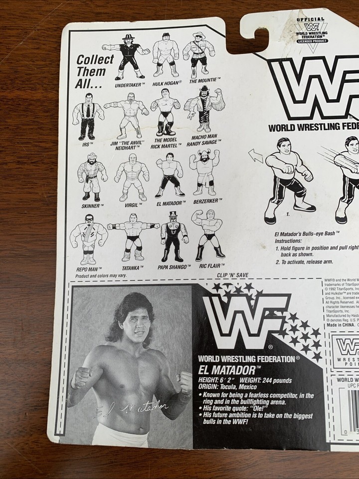 Vintage 1992 Hasbro WWF El Matador Action Figure Blue Card #7394 MOC | eBay