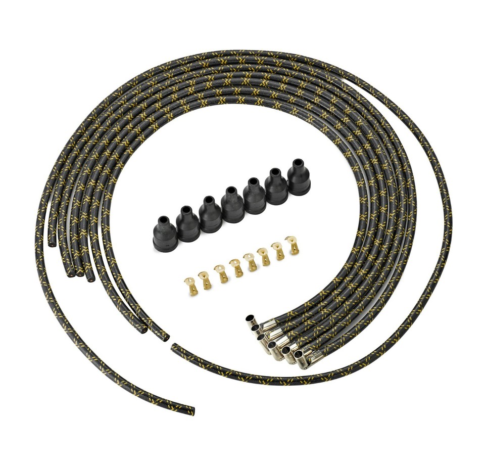 BRAND NEW FLATHEAD SIX 6 SPARK PLUG WIRES BLACK & GOLD LACQUER WIRE SET ...