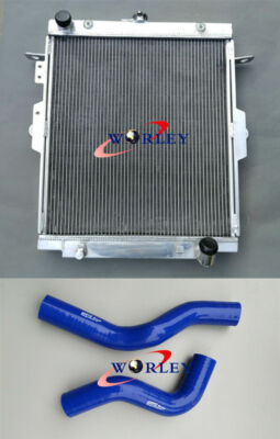 Aluminum Radiator + blue hose for Landcruiser HDJ78 HDJ79 HZJ78 HZJ79 ...