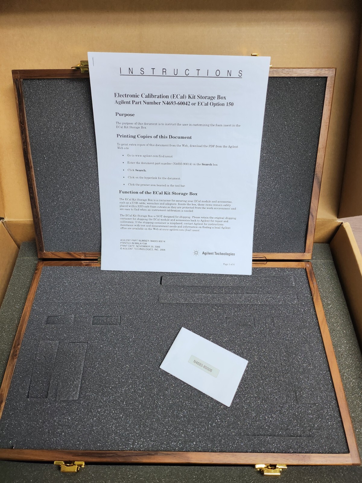 KEYSIGHT N4693-60042 Electronic Calibration (ECal) Kit Storage Box Only ...