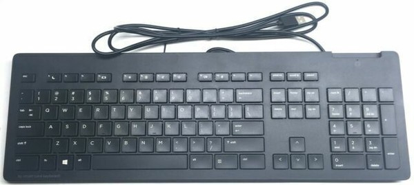 HP USB Slim Smartcard TPC-C001K CCID Keyboard Black 911502-001 911725 ...