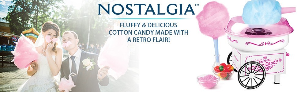 Nostalgia Candy Cotton Candy Machine Maker Retro with 2 Reusable Cones ...