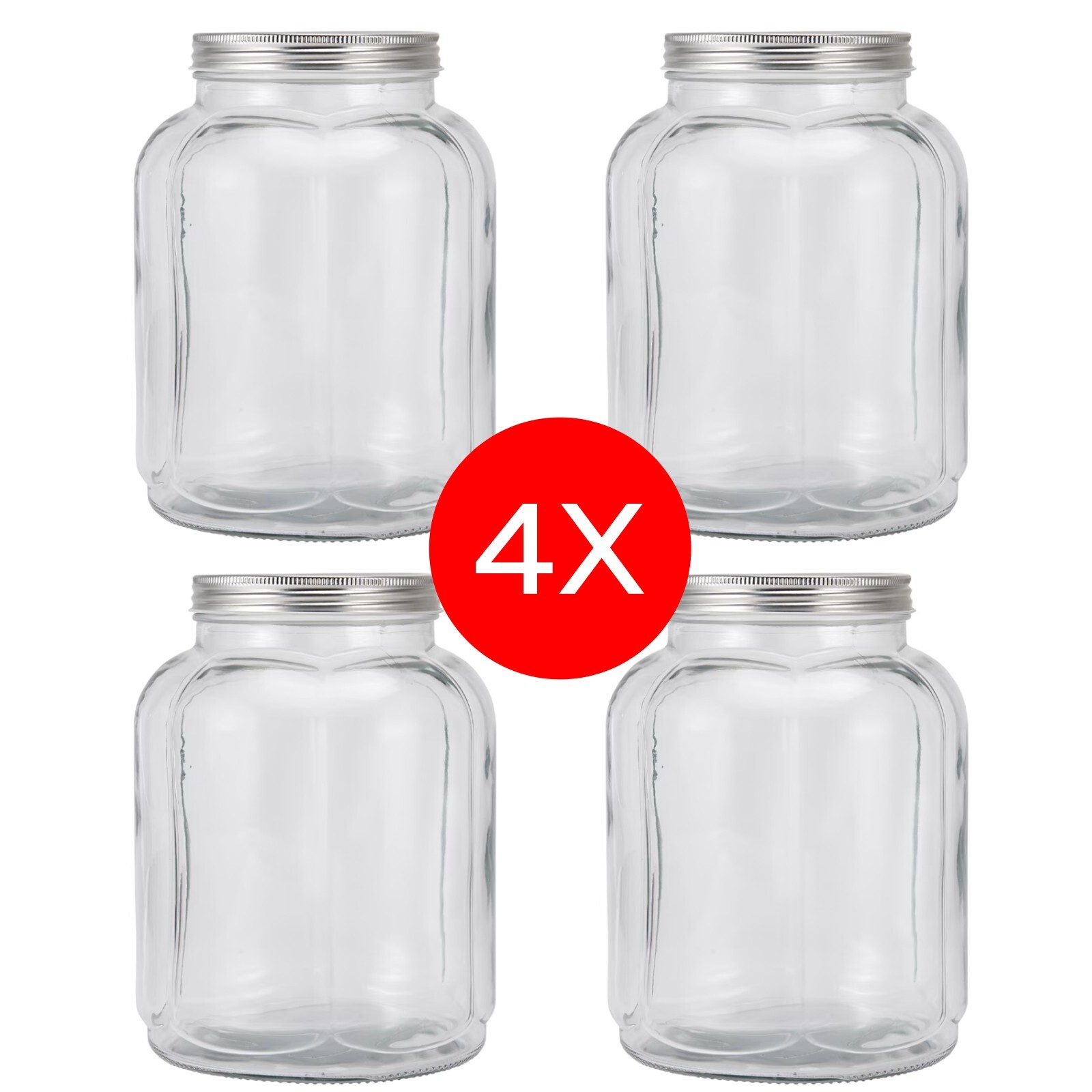 3L Round Food Storage Jar 3000ml Glass Jars Canister Container with Lid ...