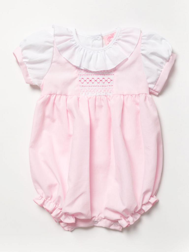 Baby Girls Spanish Romany Romper Outfit Frilly Collar Smocked Pink 0-9 ...