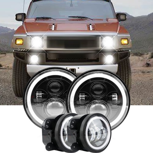 7" Inch For Hummer H3 H3T 06-10 Halo LED Headlight DRL+ 4“ Fog Lights ...