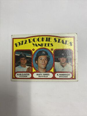 1972 Topps Alan Closter/Rusty Torres/Hambright New York Yankees Rookie ...