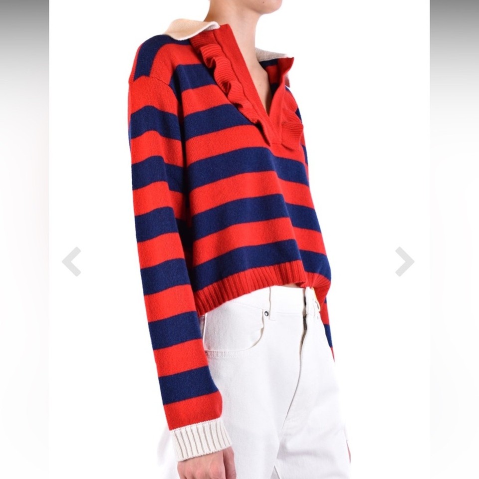 Philosophy di Lorenzo Serafina Navy/Red Stripe Ruffle Sweater size 6 ...