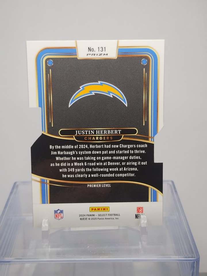 2024 Select Justin Herbert SP Silver Prizm Die Cut Premier Level #131 ...