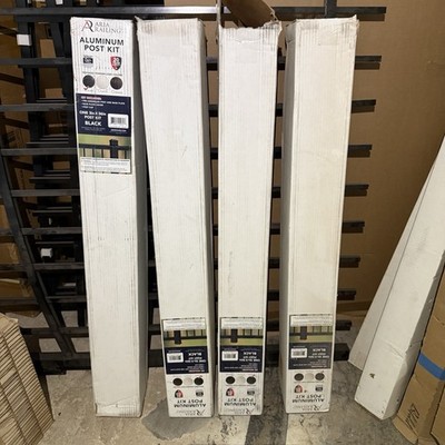 4-Aria Railing 3 in. x 3 in. x 36 in. Black Powder Coated Aluminum Deck ...