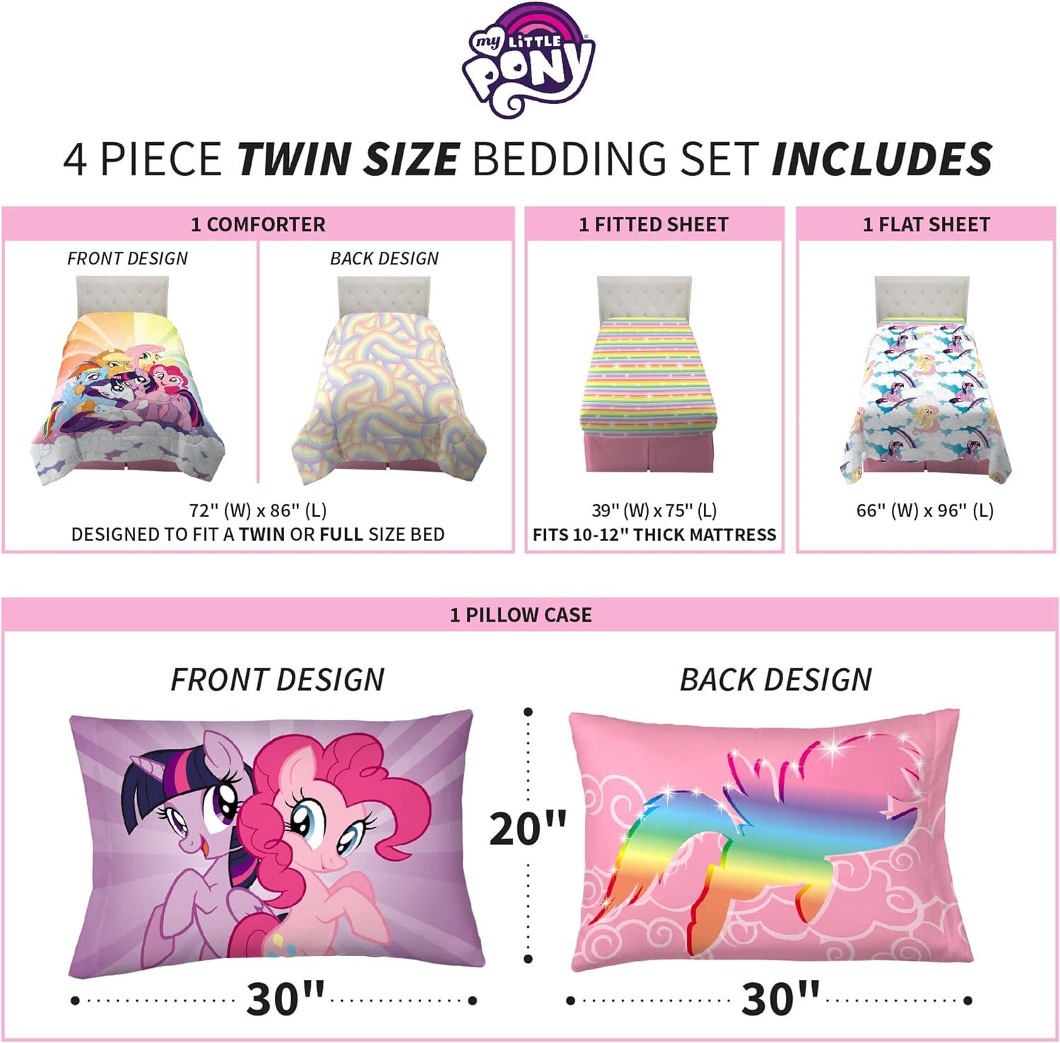 Franco Kids Bedding Microfiber Comforter Sheet Set - My Little Pony ...