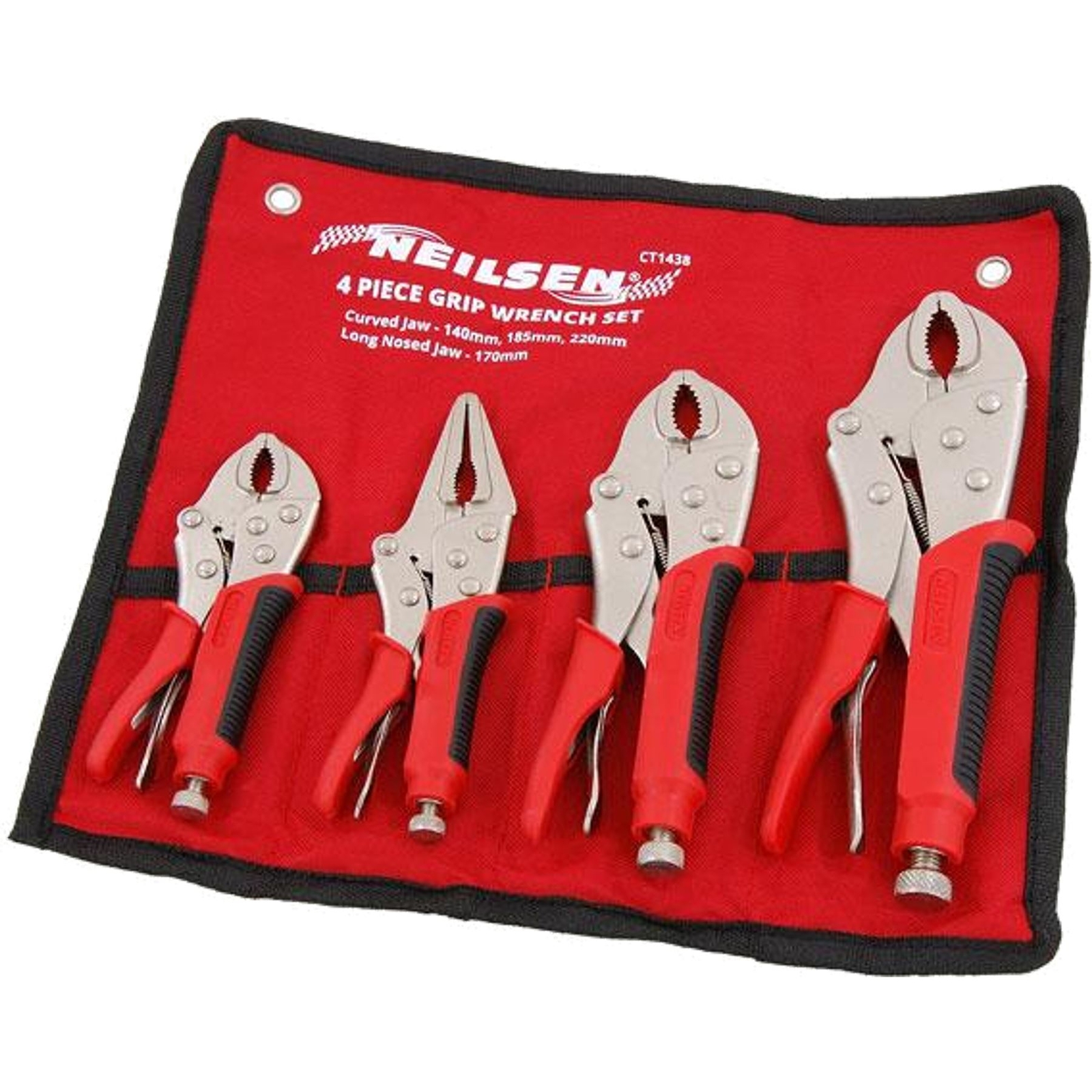 Neilsen 4pc Locking Mole Grip Vice Plier Set Long Nose Adjustable ...