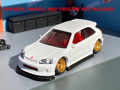 CUSTOM LOWERED WIDE BASE 4 HOT WHEELS HONDA CIVIC EK9 TYPE R CAMBERED ...
