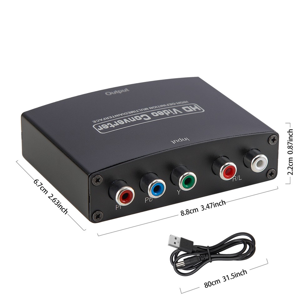 Component YPbPr 5RCA To HDMI Adapter R/L Audio Converter 1080P Video ...