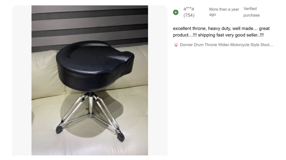 Donner Drum Throne Height Adjustable Widen Padded Stool Seat Double ...