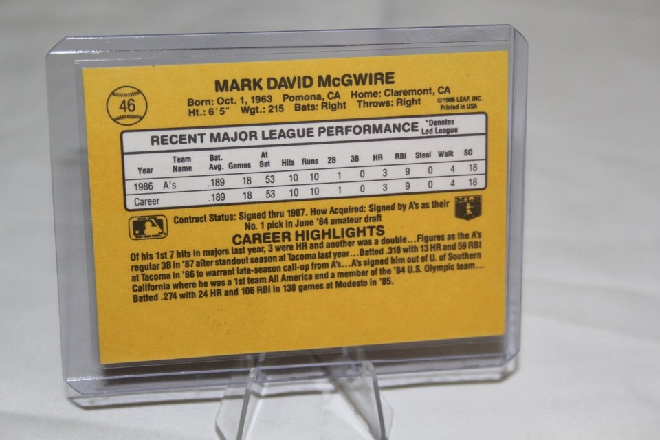 1987 Donruss Mark McGwire Rated Rookie #46 (RC) Rookie Card NM | eBay