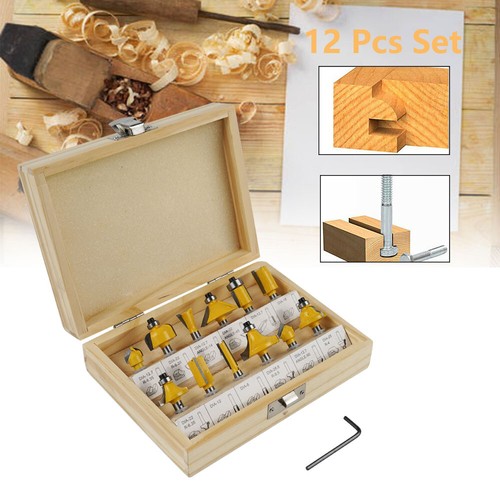 12Pcs/Set Tungsten Carbide Tipped TCT Router Bits 1/4" Shank Sealed ...
