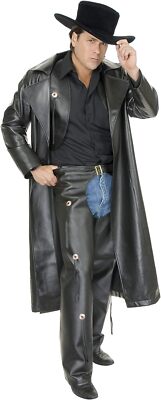 Range Rider Duster Faux Leather Cowboy Outlaw Halloween Adult Costume 2 ...