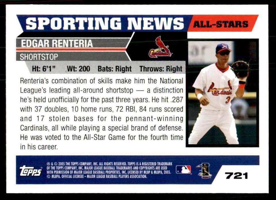 2005 Topps Edgar Renteria Baseball Cards #721 | eBay