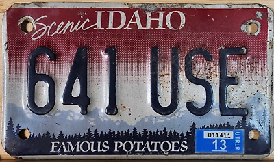 2013 Idaho SMALL Utility Trailer License Plate - 641 USE | eBay
