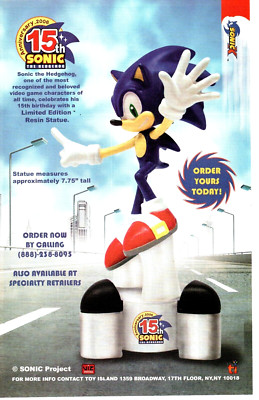 2006 SONIC THE HEDGEHOG 15th Annv. PRINT AD - SONIC X STATUE PROMO ...