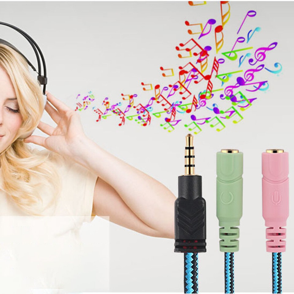 1PC Headphone and Microphone Jack Audio Splitter Pc Headset Splitter ...