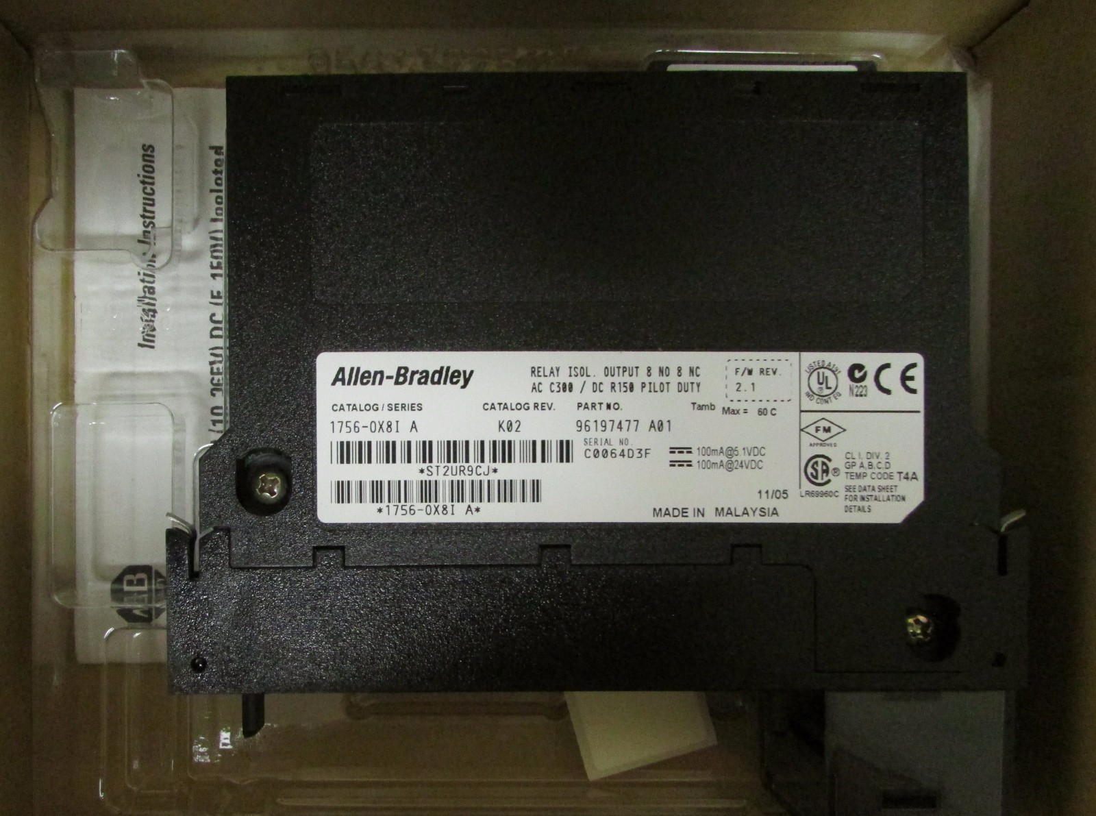 ALLEN BRADLEY 1756 0X8I Series A Relay Output Module | eBay