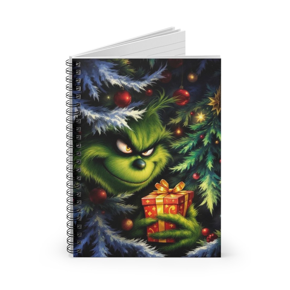 Grinch Holding Present Notebook | Spiral Ruled Christmas Journal | eBay