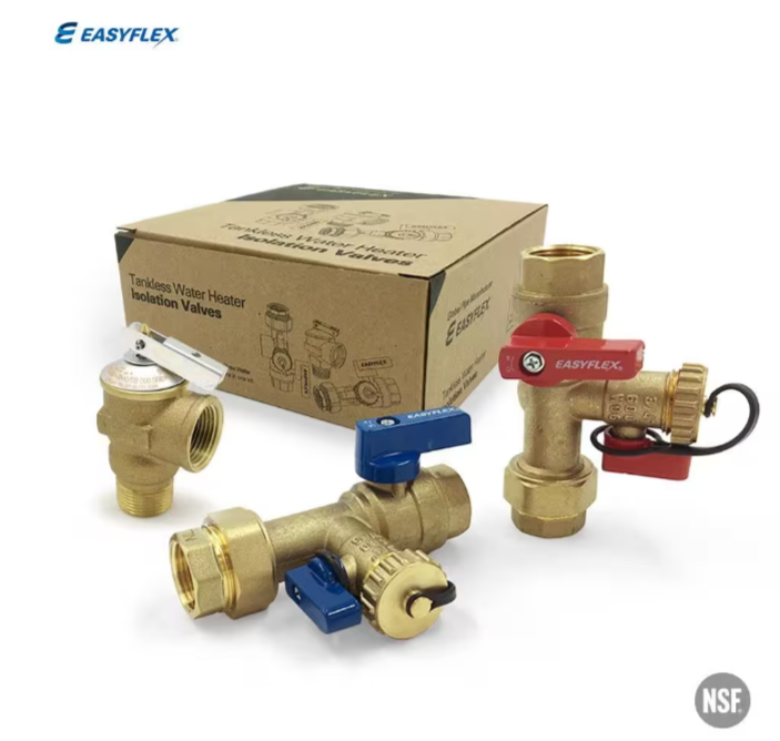 EasyFlex 3/4 in. Tankless Water Heater FIP Service Valve Set with PR ...