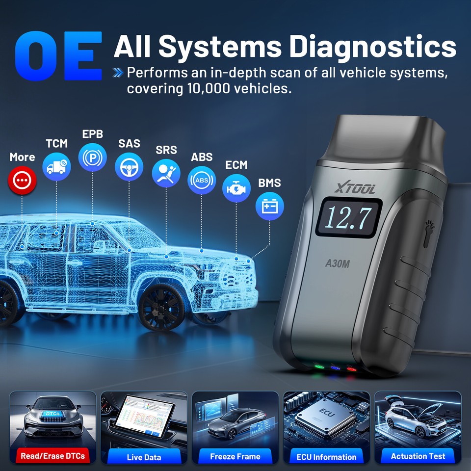 XTOOL A30M V2.0 OBD2 Scanner Wireless Bidirectional All System Diagnostic Tool | eBay