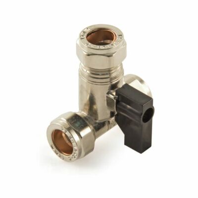 15mm Lever Operated Tee Isolating Valve 3 Way Compression Joint Shut ...
