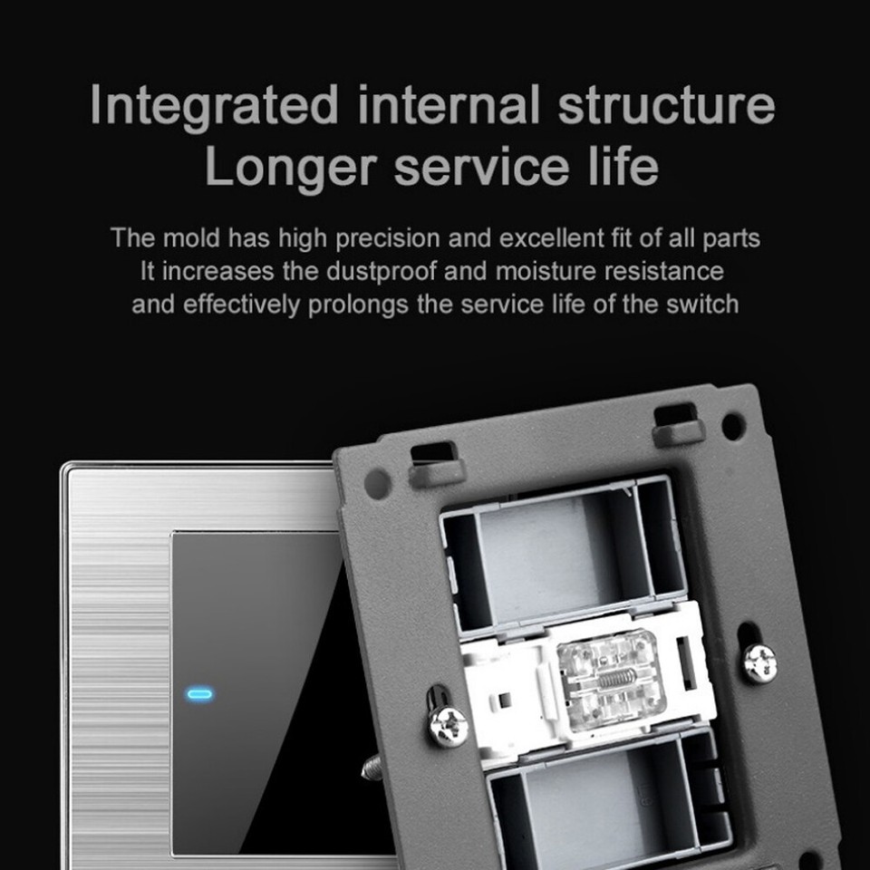 1/2/3 Gang 1-2 Way Stainless Steel LED Display Switch Wall Lamp Light ...