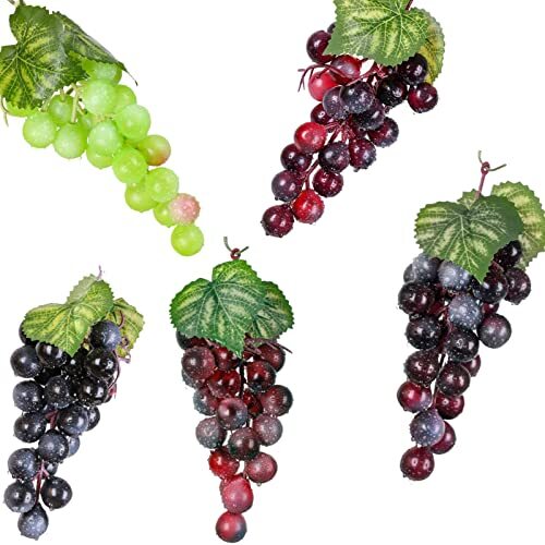 5 Pack Assorted Colour Artificial Grapes Clusters Decorative Grapes in ...