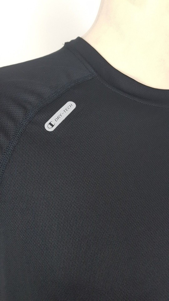 Champion Mens Pro-Tech Dry-Tech Blue/Grey/Black Athletic Gym Active T ...