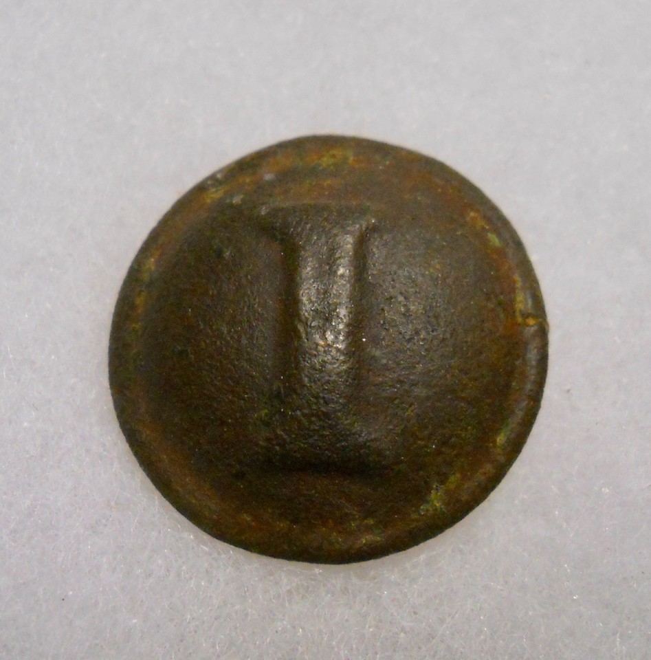 Civil War dug Confederate Block I Infantry Button tin back w/shank ...