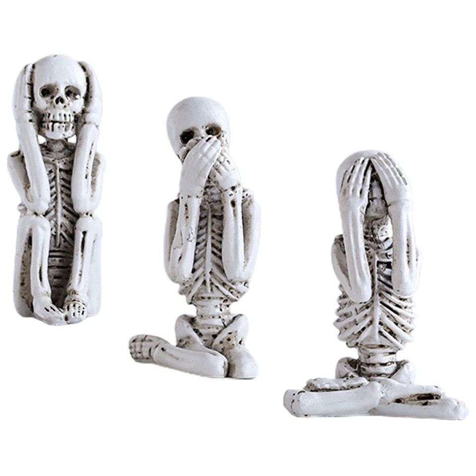 3 Pcs Skeleton Figurines Resin Sculptures for Room Desktop Decoration ...