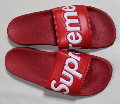Rare Supreme Slides Sandals RED white Authentic Size men's 10 2014 ...