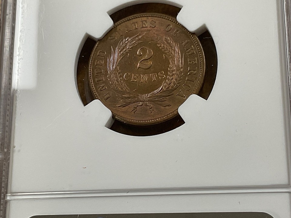 1864 "Small Motto" Variety Two Cent Piece 2C - NGC Uncirculated Details ...