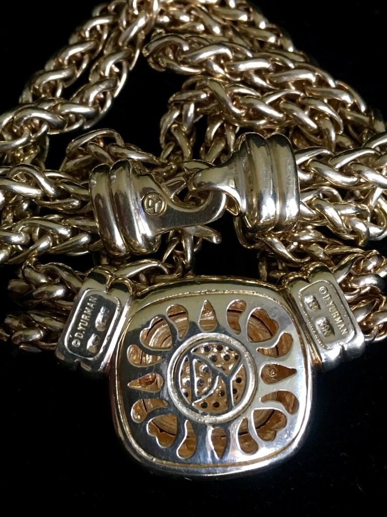 David Yurman 18K Yellow Gold Double Wheat Chain W/Dia… - Gem