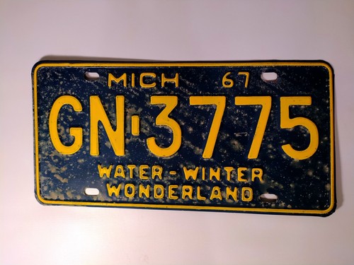 Authentic Michigan License Plate 1967 - Passenger Vehicle GN-3775 | eBay