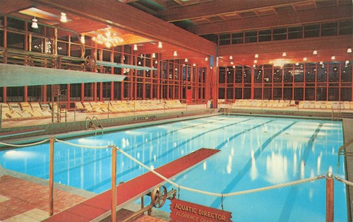 Postcard NY Grossinger's Catskill Resort Hotel Swimming Pool Destroyed ...
