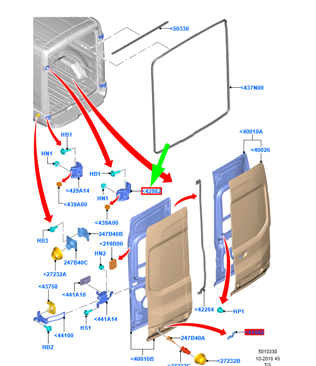 FORD TRANSIT MK4 Left Rear Back Door Hinge 2228788 BK31-V42983-AN NEW ...