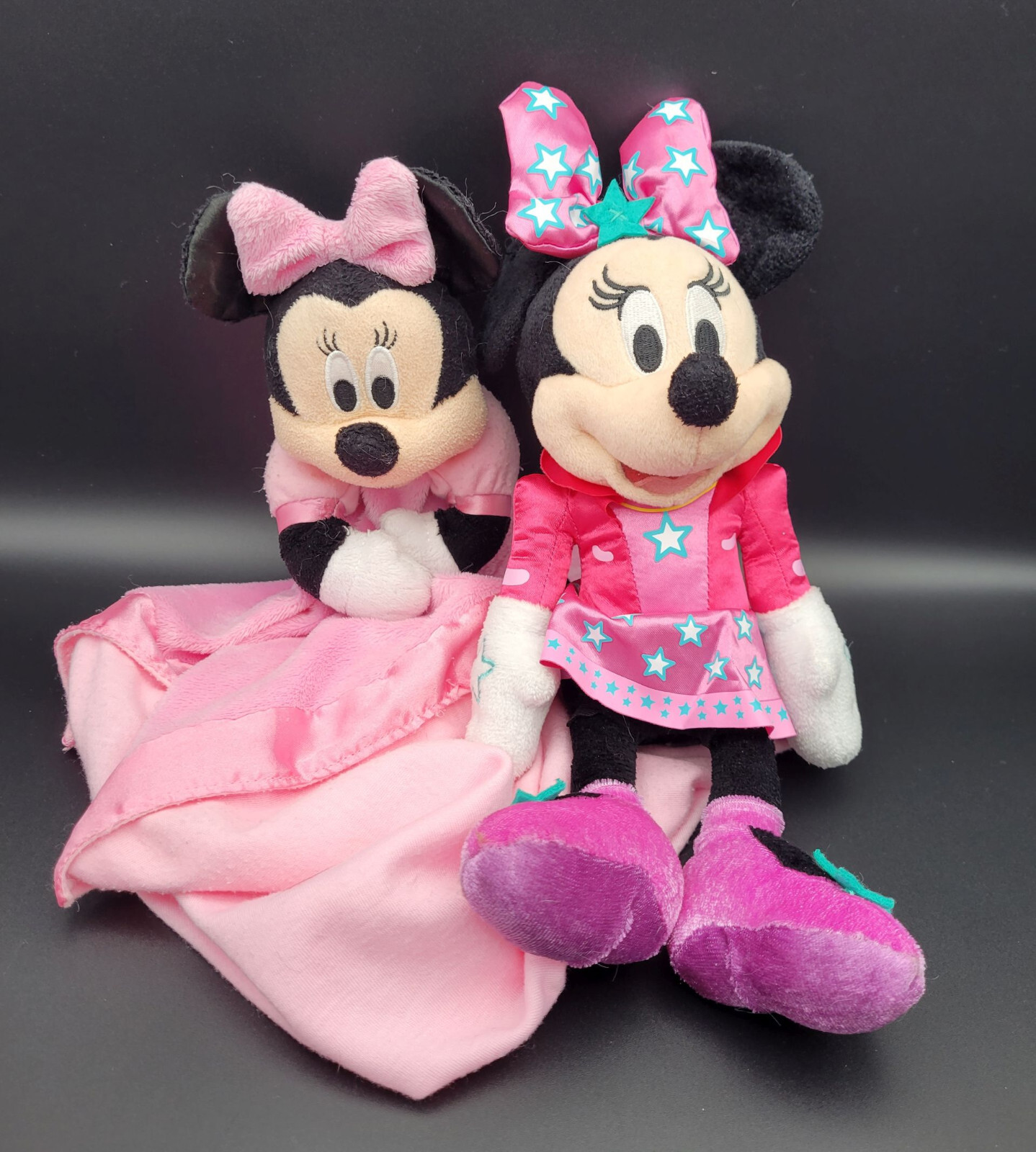 MINNIE MOUSE Rattle Lovey Security Blanket Satin & Disney Junior Pop ...