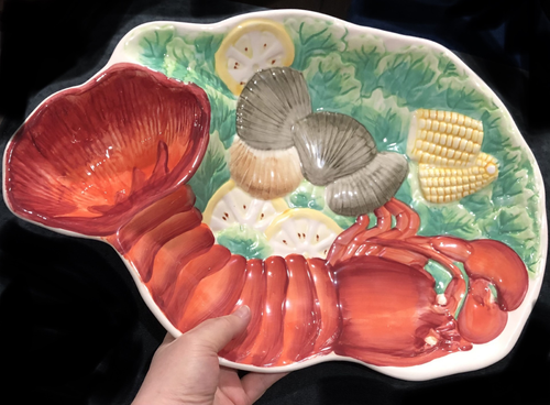 Lobster hand painted porcelain seafood platter dip Cardinal 16.25" x 10 ...