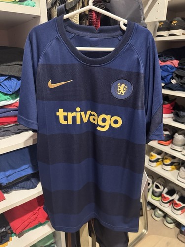 Nike Chelsea Trivago FC Youth LARGE Blue Striped Soccer Jersey RARE | eBay