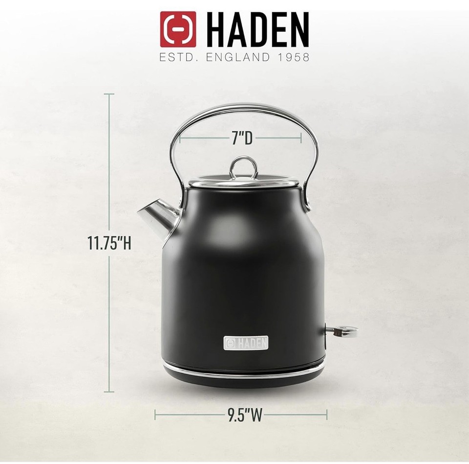 HADEN Heritage 1.7 Liter Stainless Steel Electric Kettle (black and ...