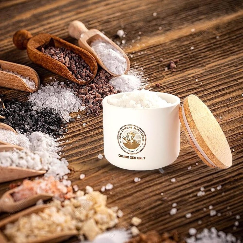 Salt Cellar - Colima Sea Salt Container with Lid Elegant Kitchen Salt ...