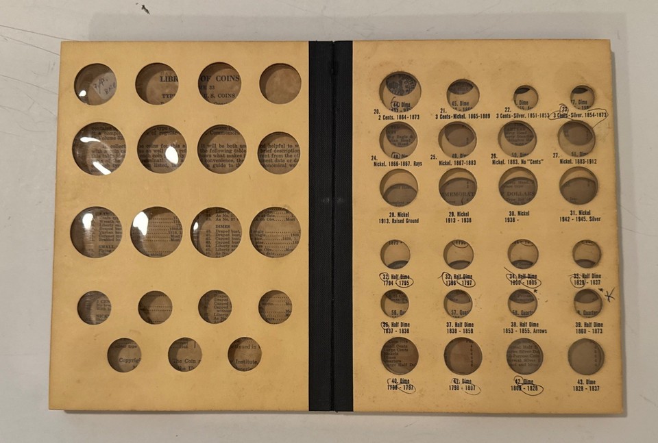 LIBRARY OF COINS ALBUM TYPE SET OF US COINS PART ONE HALF CENTS TO 25C ...