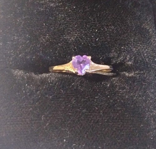 VTG BG 14K Yellow Gold Purple Amythest Heart Ring Child Sz 3 | eBay