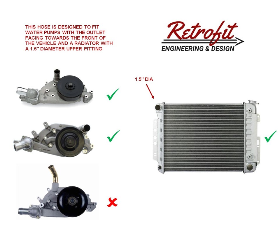 Universal LS Swap Upper Radiator Hose W/ Coupling LS1 LS2 1-1/2" No ...